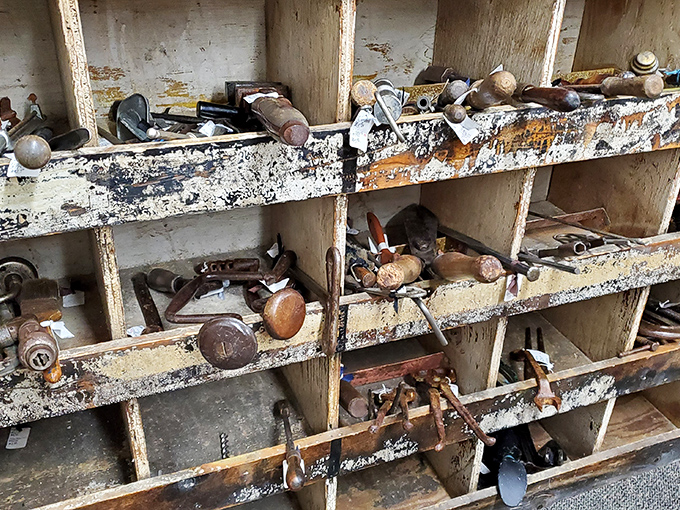 Tools with stories etched into their worn handles&mdash;each rust spot and paint splatter a chapter in some forgotten craftsman's working life.