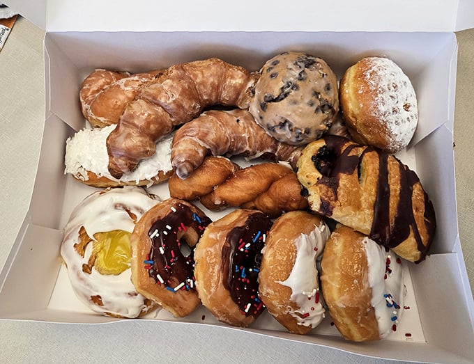 A box of joy to-go. This isn't just a collection of pastries&mdash;it's tomorrow's breakfast, afternoon pick-me-up, and midnight snack all in one.