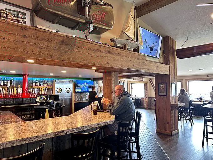 The bar area balances rustic charm with modern comforts &ndash; where locals and visitors alike find common ground over drinks.