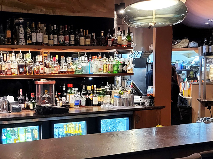 The well-stocked bar promises libations worthy of pairing with your pasta feast. Those bottles aren't just for show &ndash; though they do look impressive.