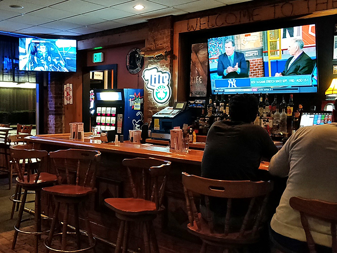 The bar area&mdash;where strangers become friends and Yankees fans are tolerated (barely). Wood, brick, and baseball create the perfect Massachusetts trifecta.