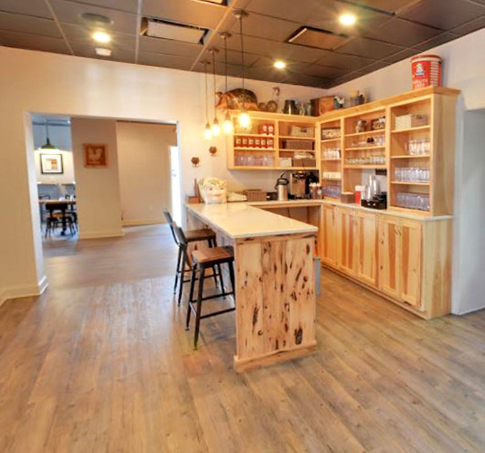 The bar area combines functionality with warmth &ndash; a place where barbecue pilgrims can gather before embarking on their smoky journey.