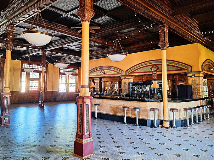 The Union Depot's bar area combines Victorian elegance with Western practicality—where railroad barons might have clinked glasses after closing deals.