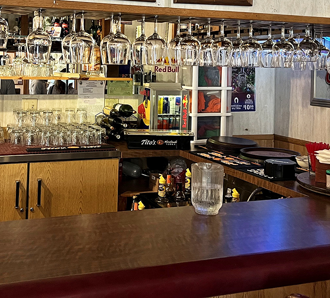 The bar setup isn't trying to impress mixology enthusiasts &ndash; it's ready to efficiently deliver exactly what you need after a long Alaskan day.