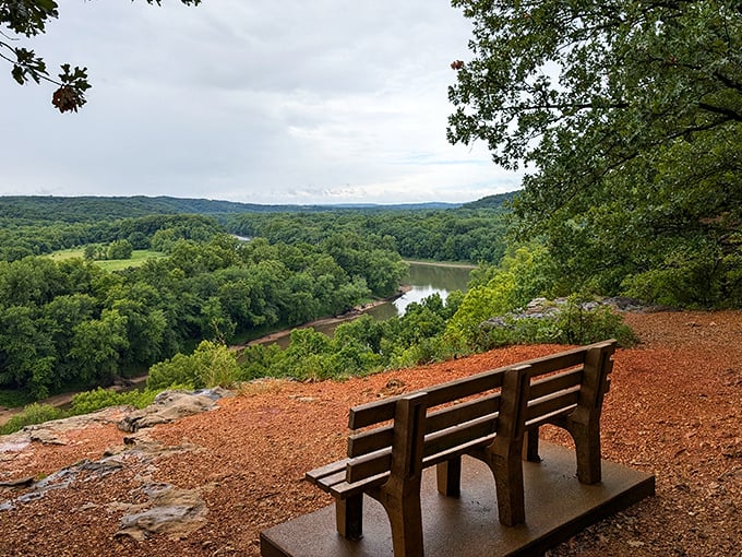 This strategically placed bench offers both rest for weary hikers and contemplation for weary souls &ndash; nature's version of a therapist's couch.