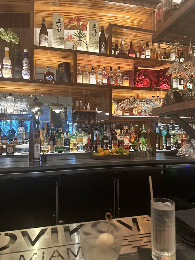 Behind every great meal is a great beverage program, with shelves stocked like a global tour of spirits and sake.