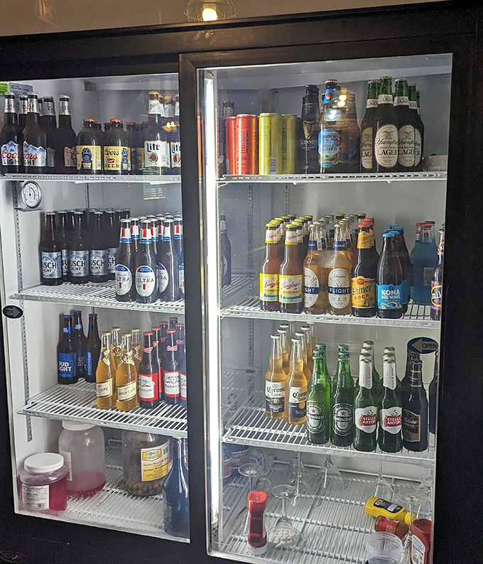 The beverage cooler offers liquid companions for your historic feast. Nothing pairs with two centuries of tradition like an ice-cold beer.