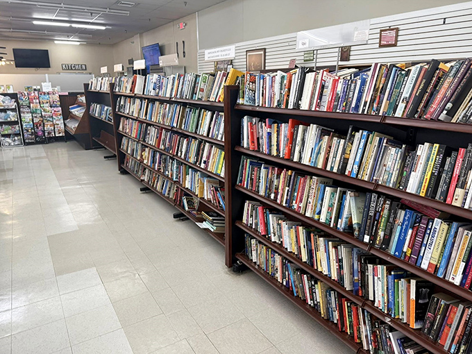 The book section&mdash;where literary adventures cost less than a coffee, and someone else has already broken in the spine for you.