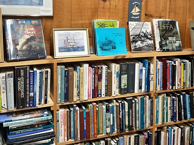 Books on maritime history and New England lore, because some treasures are meant to be read, not just displayed.