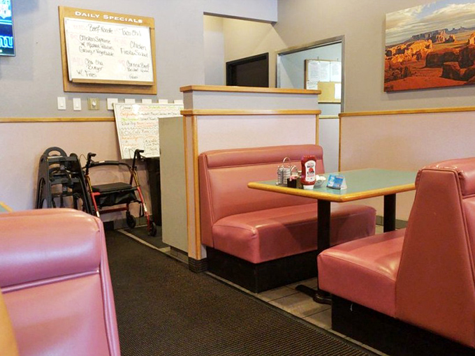 Those daily specials board might change, but the cozy booth seating remains constant—a comfortable haven for enjoying everything from breakfast to blue plate specials.