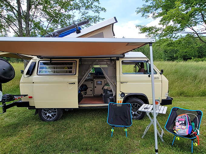 Vintage van living at its finest&mdash;proof that Prompton's camping areas offer the perfect backdrop for making memories and Instagram-worthy moments.