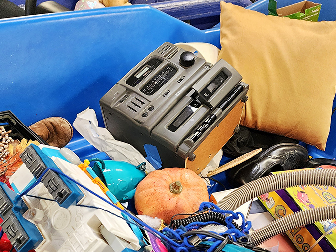 Yesterday's technology nestled among random objects &ndash; a nostalgic time capsule for Gen X shoppers who remember recording mixtapes.