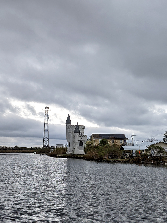 From across the water, the castle appears as an unexpected vision&mdash;part fairy tale, part fishing camp, all Louisiana originality.