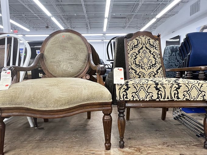 Vintage chairs with personality and patina&mdash;each one looking like it could tell tales of dinner parties past and family gatherings yet to come.