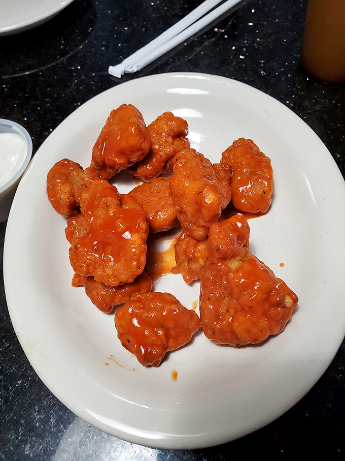 Buffalo chicken bites&mdash;little nuggets of spicy joy that disappear from the plate with suspicious speed. "I'll just have one more" said everyone, always.