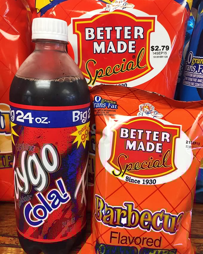 The perfect Michigan lunch companion – Better Made chips and Faygo, because some traditions are sacred.