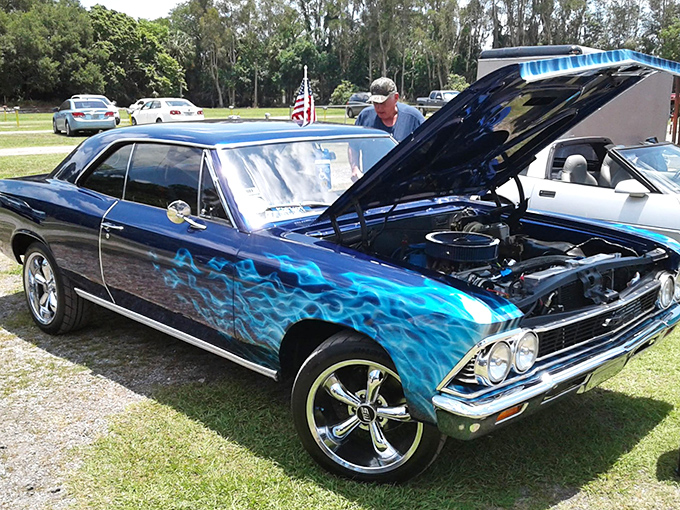 Classic cars occasionally grace the grounds during special events, their chrome and custom paint jobs staging impromptu shows before the feature presentation.