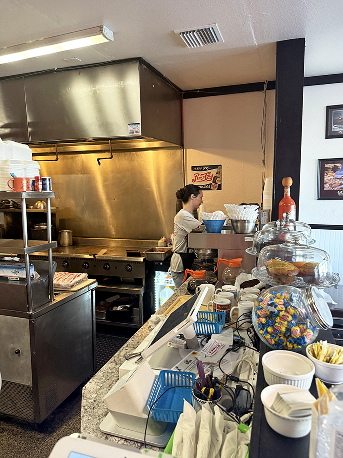 Where breakfast magic happens&mdash;the open kitchen design lets you witness the choreography of short-order cooking excellence.