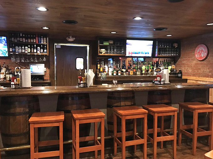 The bar &ndash; where barrel stools and wooden countertops create the perfect perch for watching burger dreams become delicious reality.