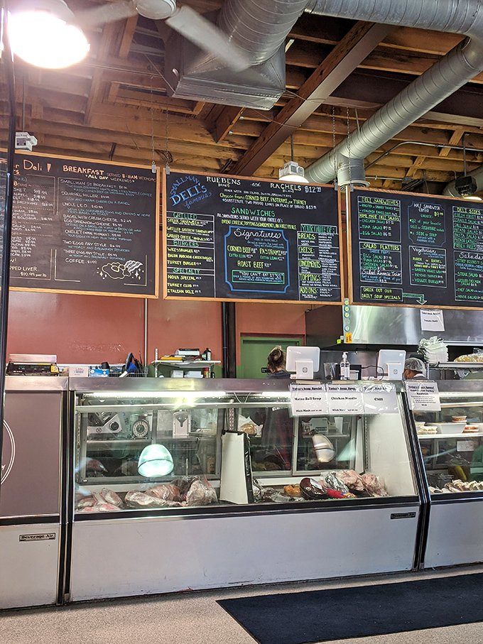 Where sandwich magic happens&mdash;the deli counter showcases the raw materials that will soon become lunchtime masterpieces.