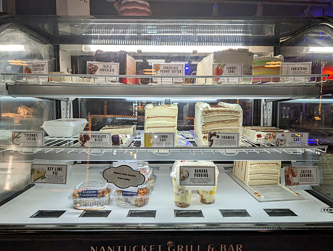 A dessert case that should come with a warning label: "May cause spontaneous happiness and the inability to choose just one slice."