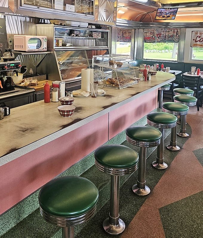 Martha's counter stools have witnessed thousands of first coffees, local gossip exchanges, and the occasional "I shouldn't, but yes, pie."