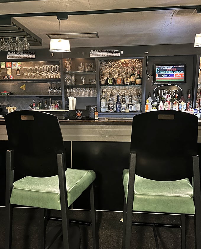 Mint-green bar stools invite patrons to settle in for a spell&mdash;perhaps for a pre-dinner aperitif or post-pasta nightcap.