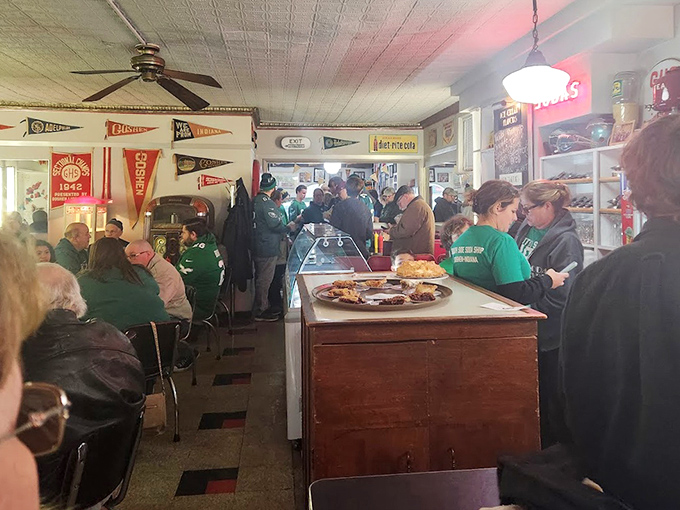 The buzz of conversation, clinking silverware, and community&mdash;this isn't just a full house, it's the heartbeat of Goshen's dining scene.