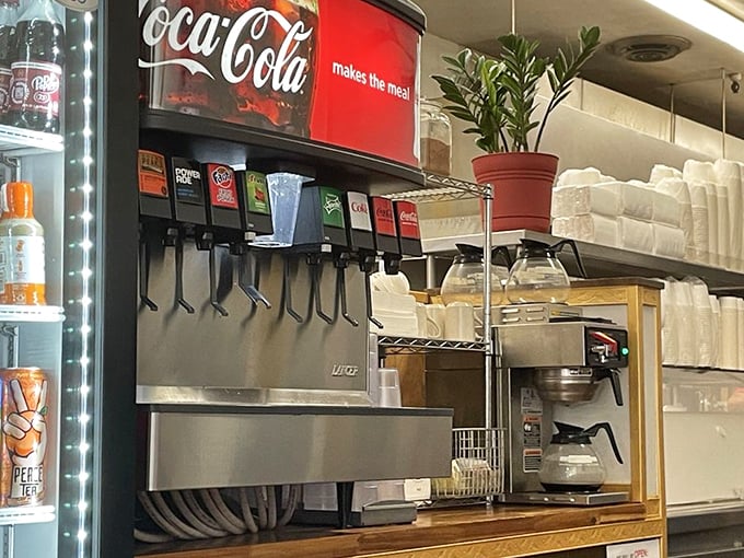 The soda fountain&mdash;because sometimes you need something sweet to wash down all that savory goodness. Simple pleasures done right.