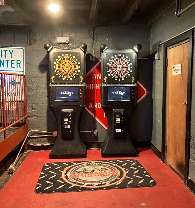 Even the game area screams personality. These aren't just dartboards&mdash;they're tension-relievers for when you can't decide between dessert options.