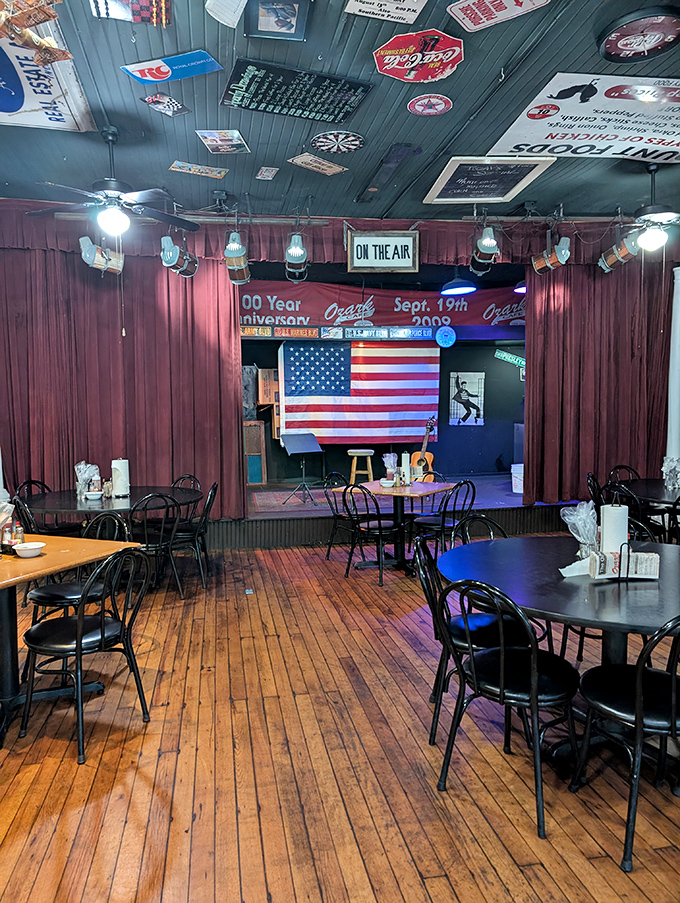 The stage area isn't just for entertainment &ndash; it's where community happens, where local talents shine, and where strangers become friends over shared plates.