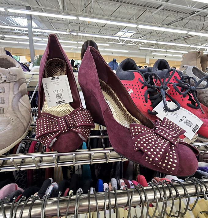Shoe shopping without sticker shock! These burgundy bow-adorned pumps might be your Cinderella moment at a fraction of retail price.