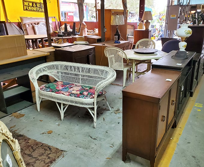 Furniture finds await the patient shopper&mdash;that wicker loveseat has stories to tell and is just begging for a spot on someone's porch.