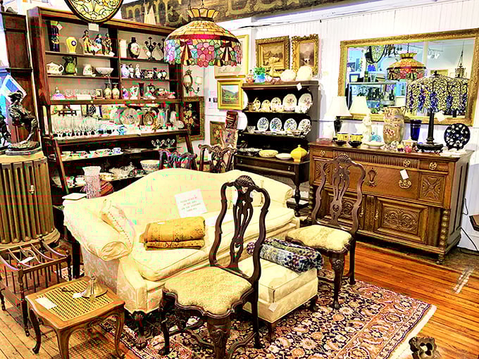 A living room vignette that whispers tales of elegant dinner parties and sophisticated conversations. That Persian rug has seen some stories!