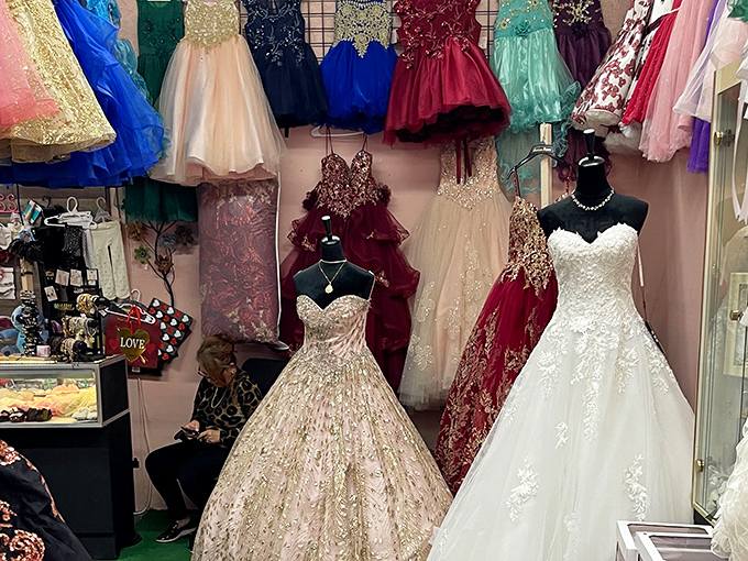Quincea&ntilde;era and wedding gowns that transform ordinary moments into fairytales, each sequin and bead catching light like personal constellations.