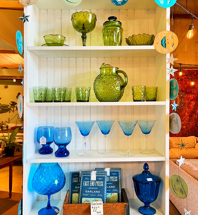 Jewel-toned glassware catches the light like liquid gemstones&mdash;martinis and lemonade never looked so dramatically nostalgic.