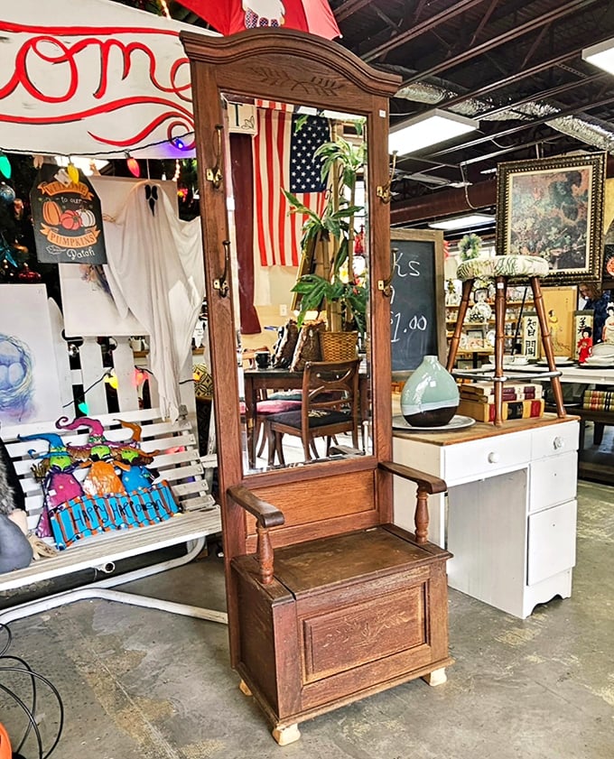 Part throne, part storage, all character. This hall tree with mirror would make even your takeout delivery person feel like royalty arriving.