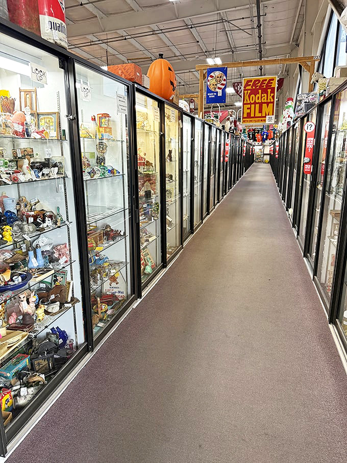Glass-lined corridors stretch endlessly, each booth a portal to someone's carefully curated past.