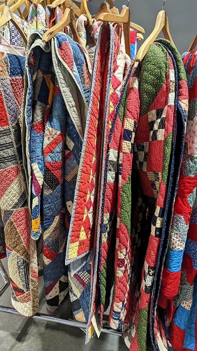 Handstitched quilts representing thousands of hours of craftsmanship. Each patch tells a story your Alexa could never understand.