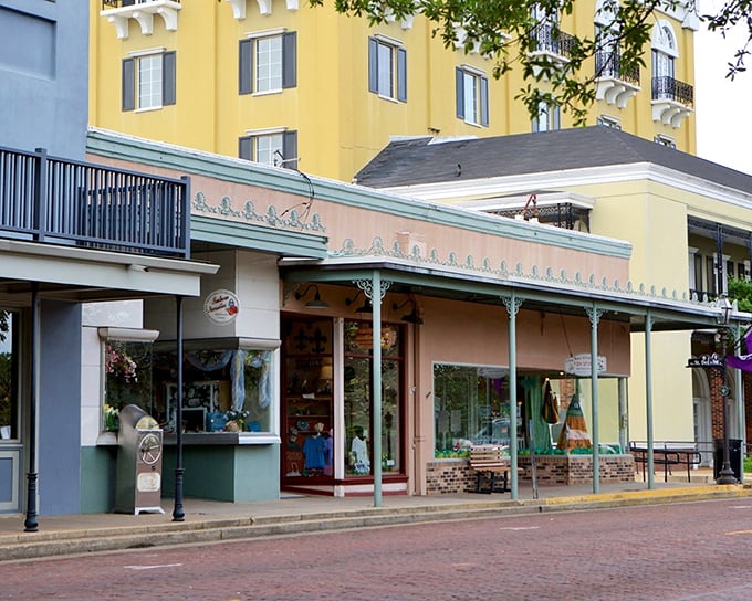 Pastel storefronts and delicate trim work—downtown Natchitoches dresses up for visitors like a Southern hostess who wouldn't dream of greeting guests without looking her best.