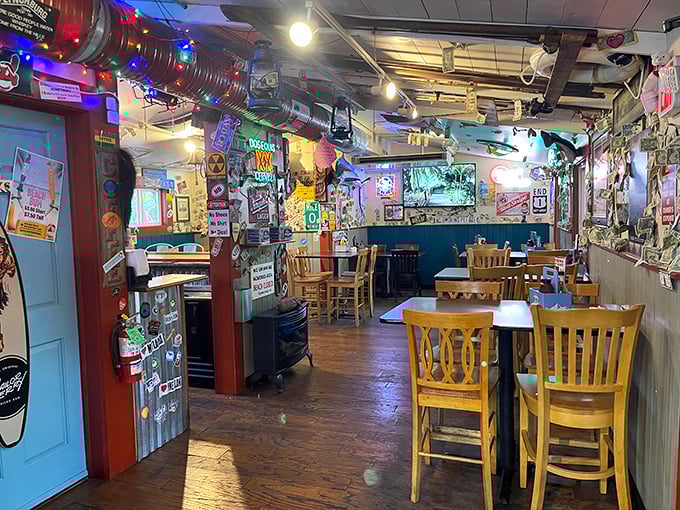 Every inch of wall space tells a story at Eadie's, where decades of memorabilia create an atmosphere no corporate designer could ever replicate.