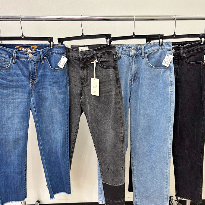Denim democracy&mdash;four different washes hanging in perfect harmony, waiting to become the jeans you tell everyone "were such a steal!"