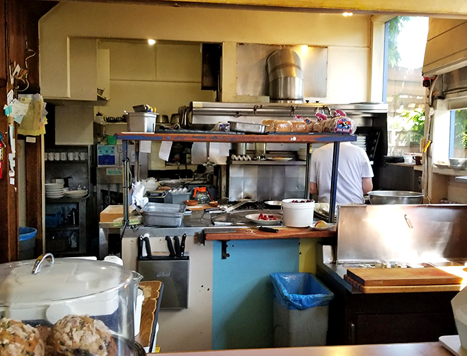 Behind the scenes magic where breakfast dreams come true. This humble kitchen produces dishes that have locals setting multiple alarm clocks.