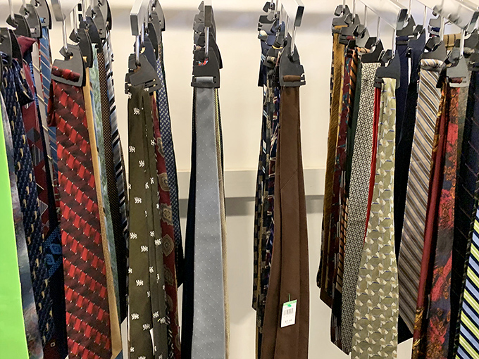 The necktie jungle &ndash; where corporate past lives hang in silky rows. From power patterns to whimsical motifs, every personality finds its match.