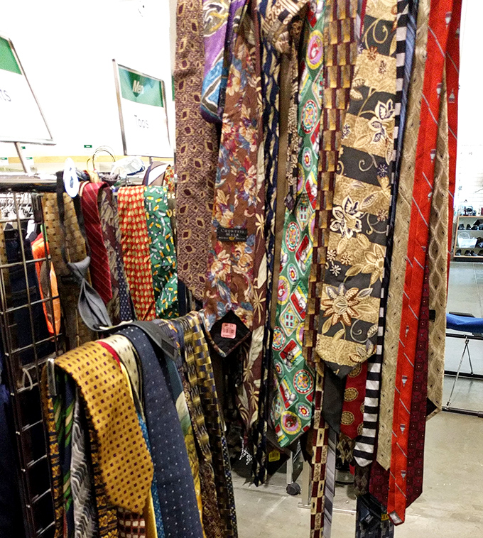 Tie rack extraordinaire! From corporate classics to conversation starters, these silk wonders are waiting for their next power lunch or wedding reception.