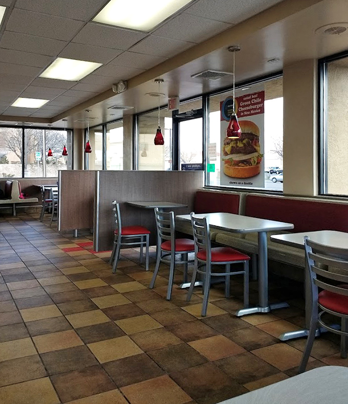 Red accents pop against neutral tones, creating a dining space that's both energizing and comfortable &ndash; like the food itself.