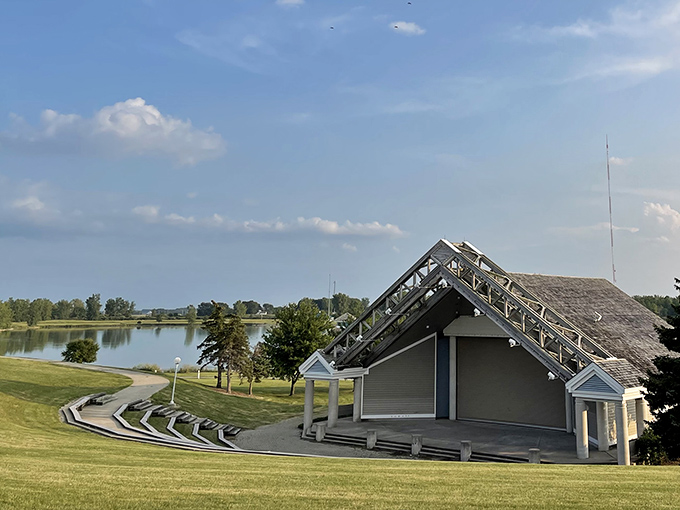 Lakeside amphitheater awaits its next performance. Nature provides the backdrop, you bring the appreciation&mdash;standing ovations guaranteed.