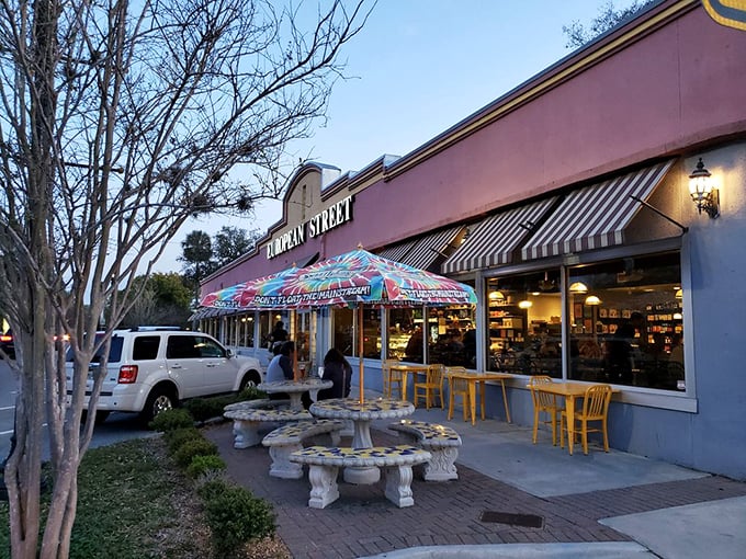 An outdoor patio where Florida weather and European cafe culture shake hands and become best friends.