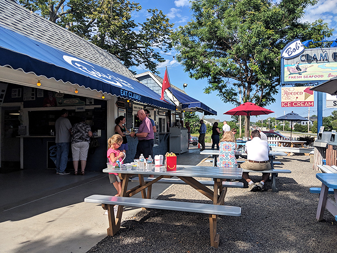 Summer in Maine, distilled. The outdoor picnic tables at Bob's offer the quintessential New England seafood experience&mdash;casual, delicious, and perfect.