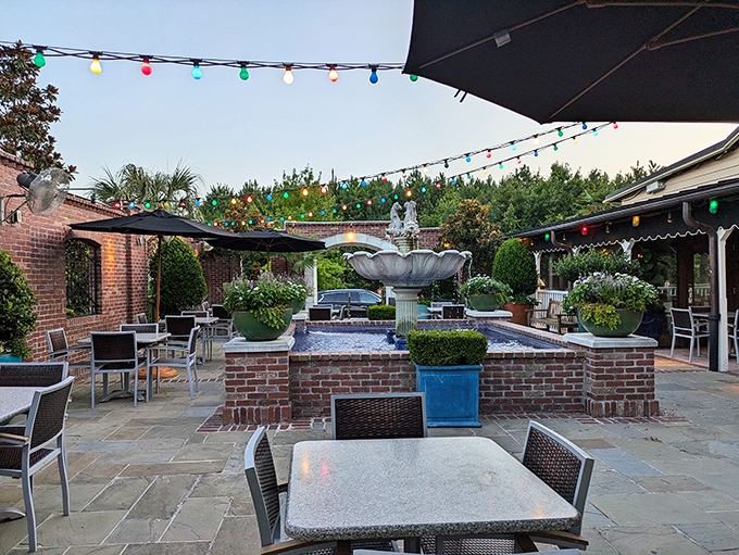 The outdoor patio with its fountain and string lights doesn't just offer al fresco dining&mdash;it's practically begging you to linger over one more cocktail.